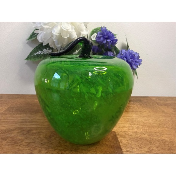 Accents | Large Green Murano Glass Apple Sculpture Hand Blown Italian ...